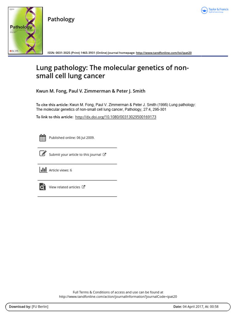 Lung Pathology - The Molecular Genetics of Nonsmall Cell Lung Cancer ...
