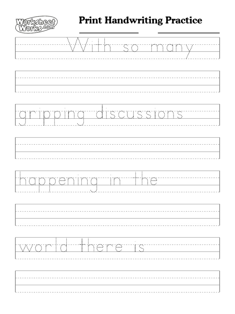 WorksheetWorks Print Handwriting Practice 1 | PDF