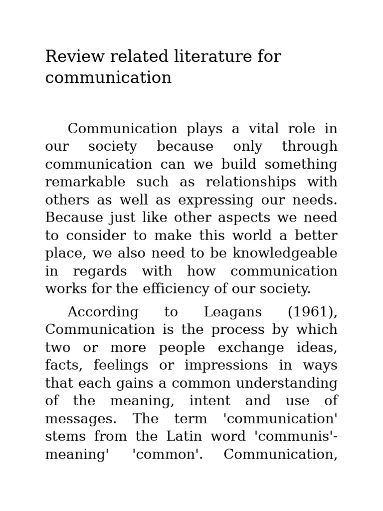Review Related Literature For Communication | PDF