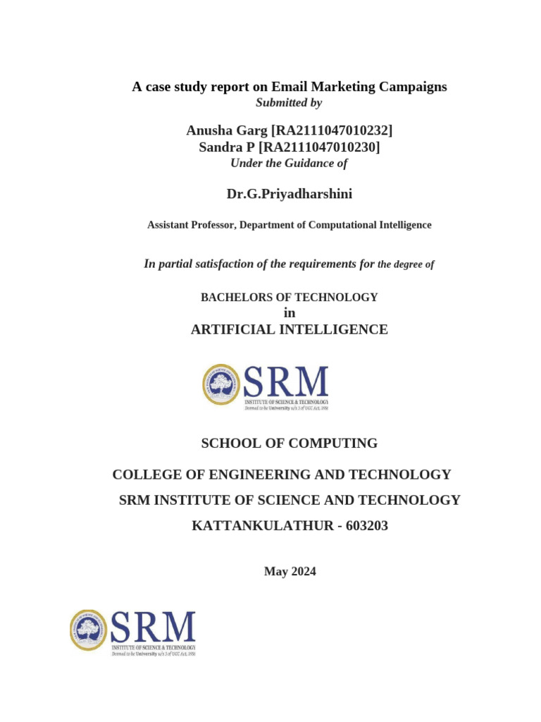 MA-Revised Case Study Report Format | PDF | Analytics | Market Segmentation