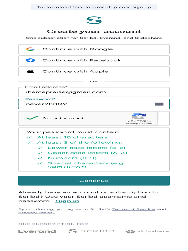 Sign Up for Scribd Access | PDF