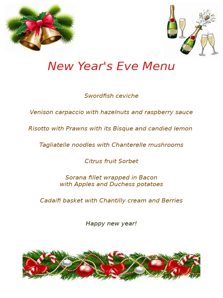 New Year's Eve Gourmet Menu | PDF