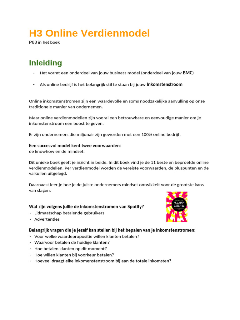 H3 Online Verdienmodel | PDF