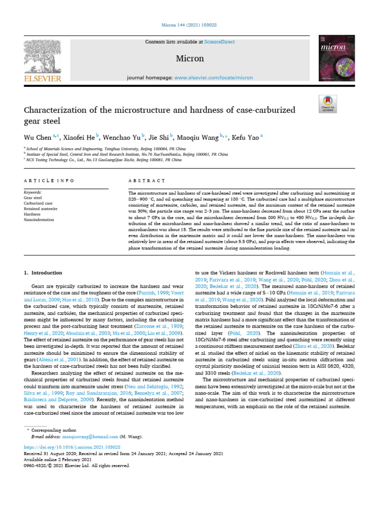 Characterization of The Microstructure and Hardness of Case-Carburized ...