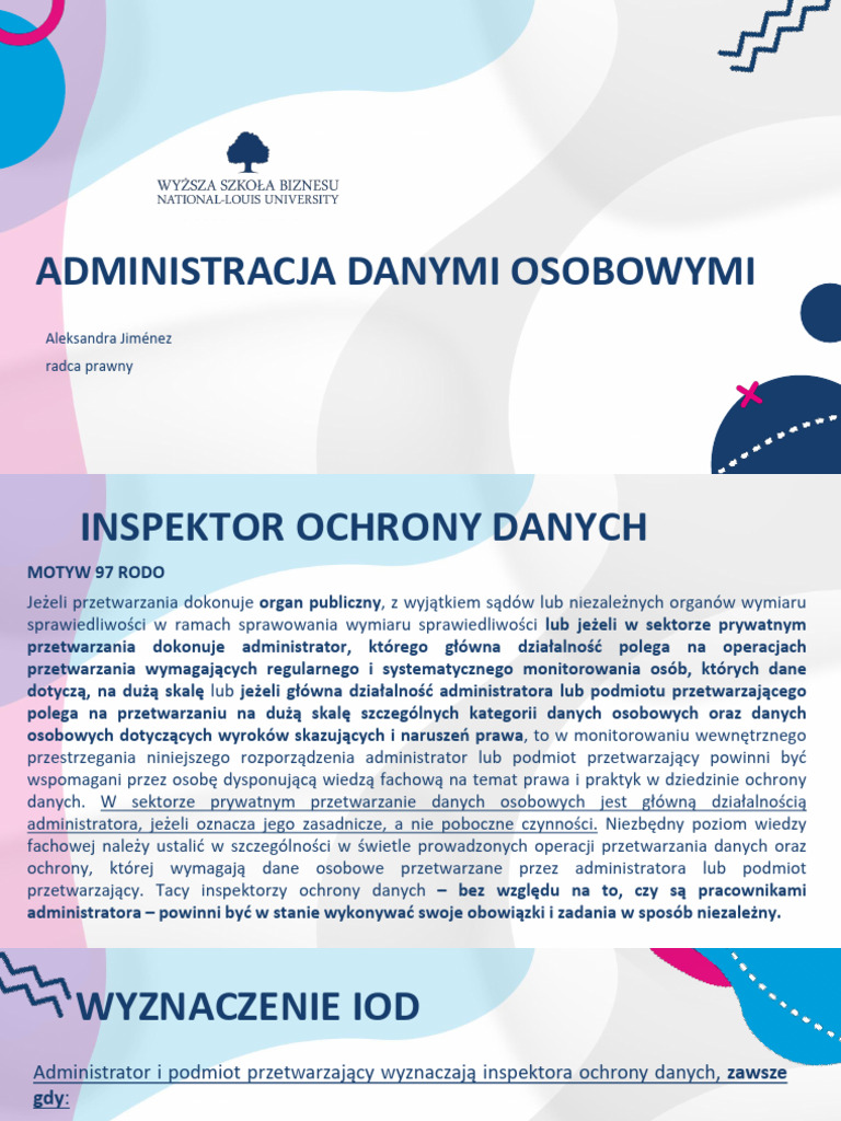 Administracja Danymi Osobowymi: Aleksandra Jiménez Radca Prawny | PDF