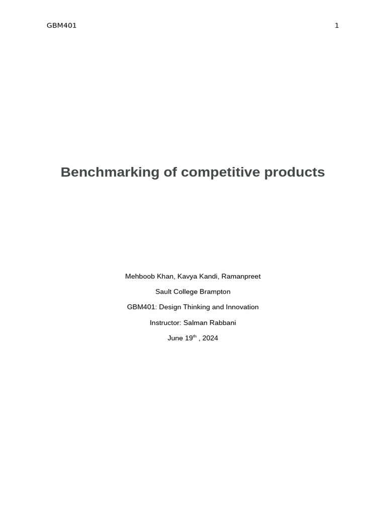 Benchmarking of Competitive Products | PDF | Pricing | Marketing