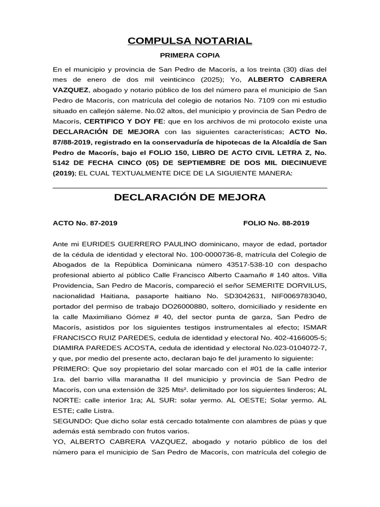 Compulsa Notarial | PDF | Ley común | Derecho Civil (Common Law)