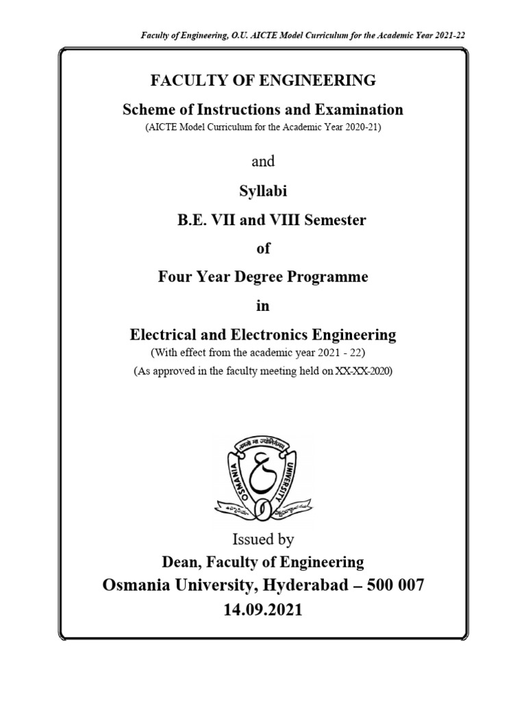 Revised - 7th & 8th Sem EEE Syllabus (2022-23) | PDF | Electric Motor ...