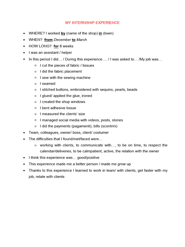 My 8-Week Internship Experience | PDF