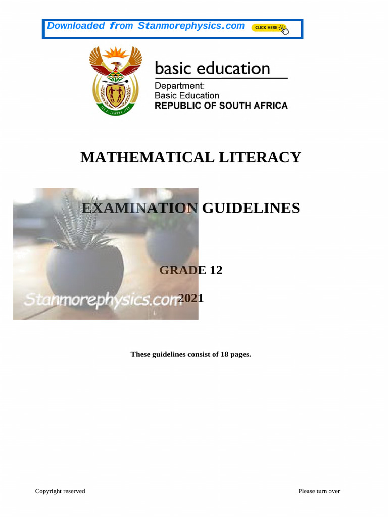 Mathematical Literacy GR 12 Exam Guidelines 2021 | PDF