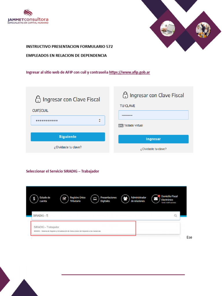 Instructivo Formulario 572 AFIP | PDF | Impuesto sobre la renta | Impuestos