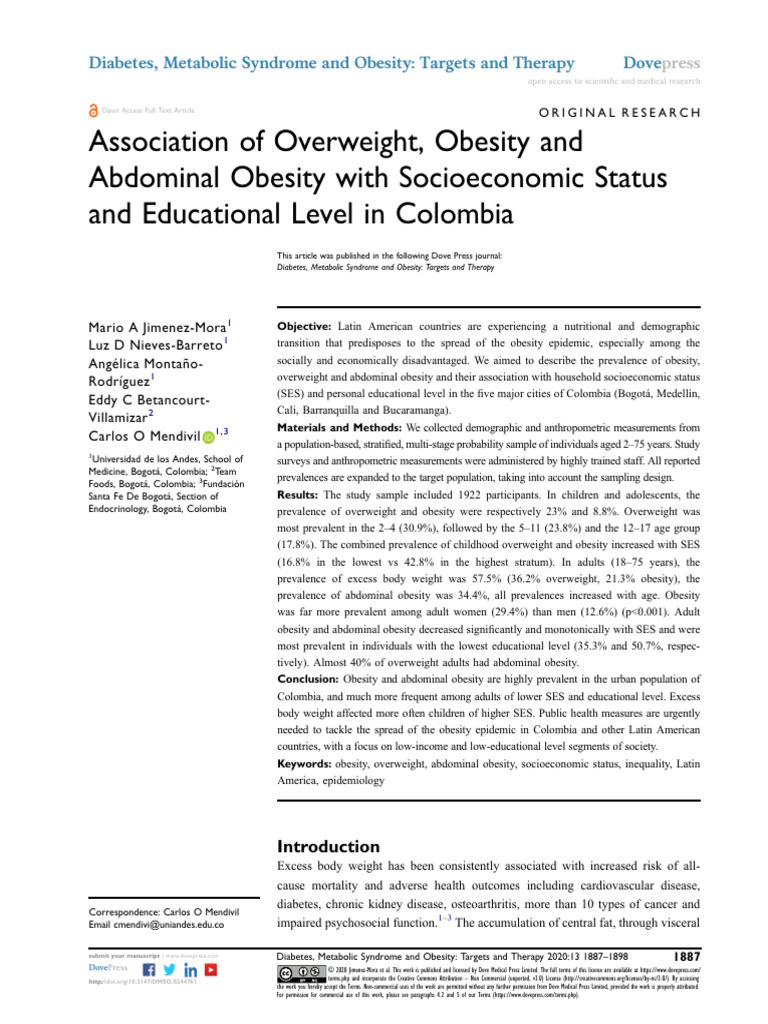 Association of Overweight, Obesity and Abdominal Obesity With ...
