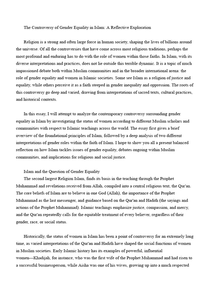 The Controversy of Gender Equality in Islam - A Reflective Exploration ...