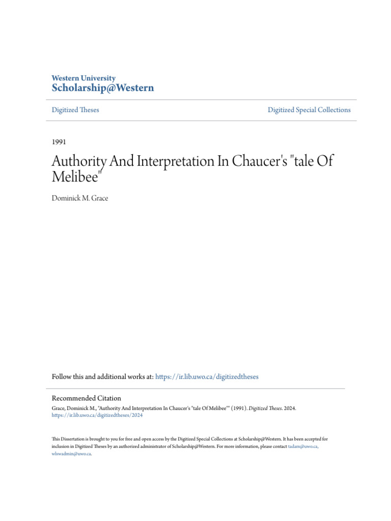 Authority and Interpretation in Chaucer | PDF