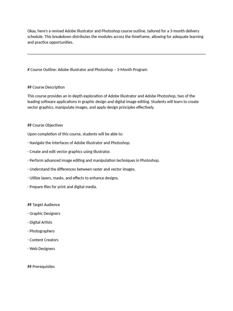 Computer Graphics and Design Course Outline | PDF | Adobe Photoshop ...