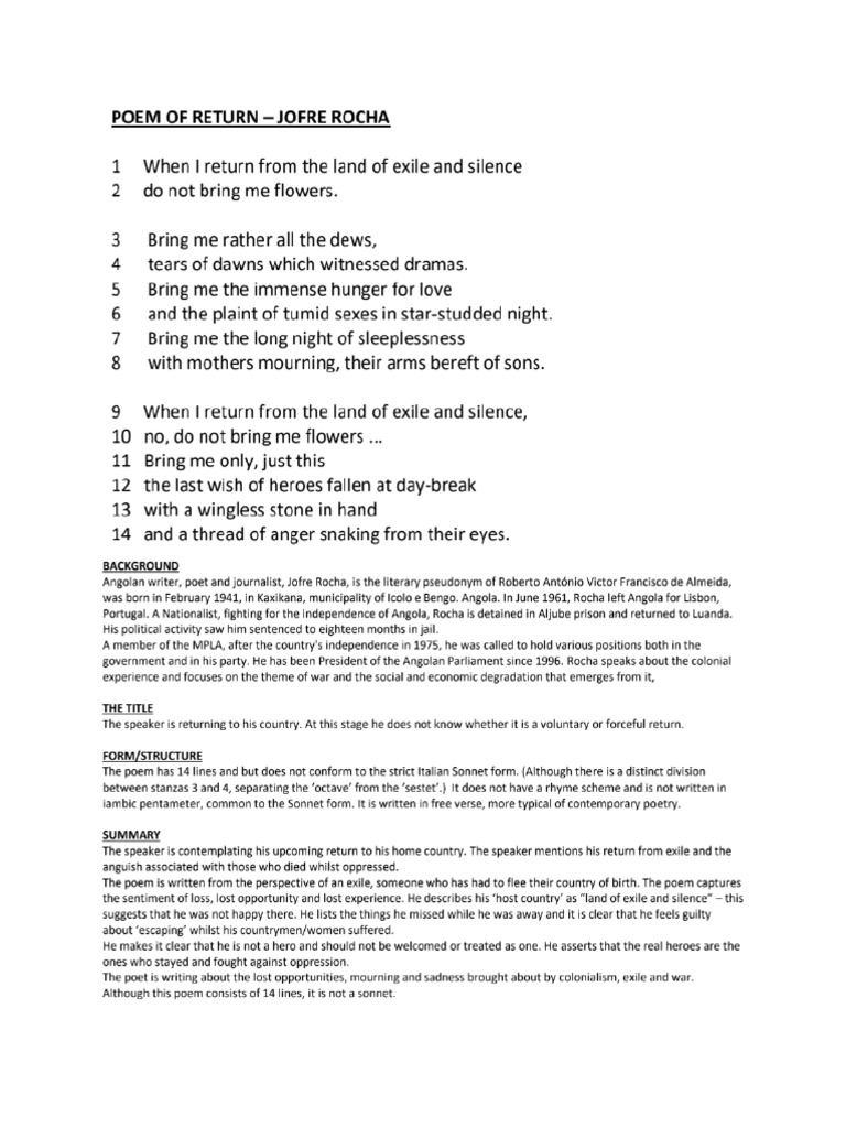 Poem of Return Note | PDF