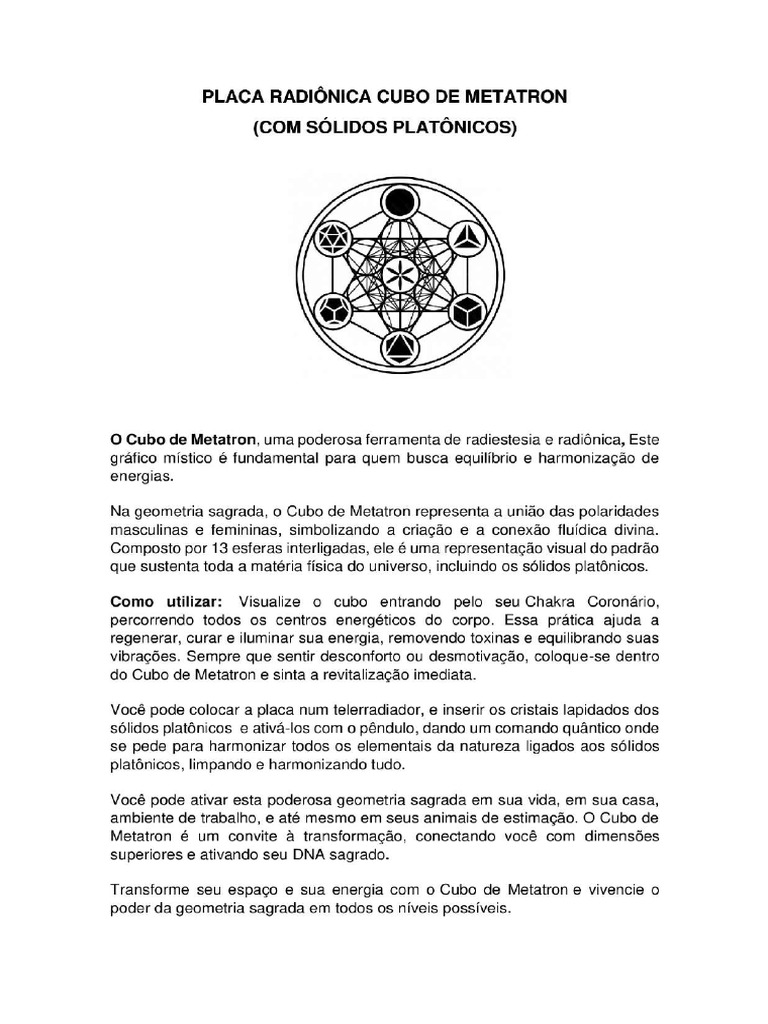 Cubo de Metatron Com Sólidos Platonicos | PDF