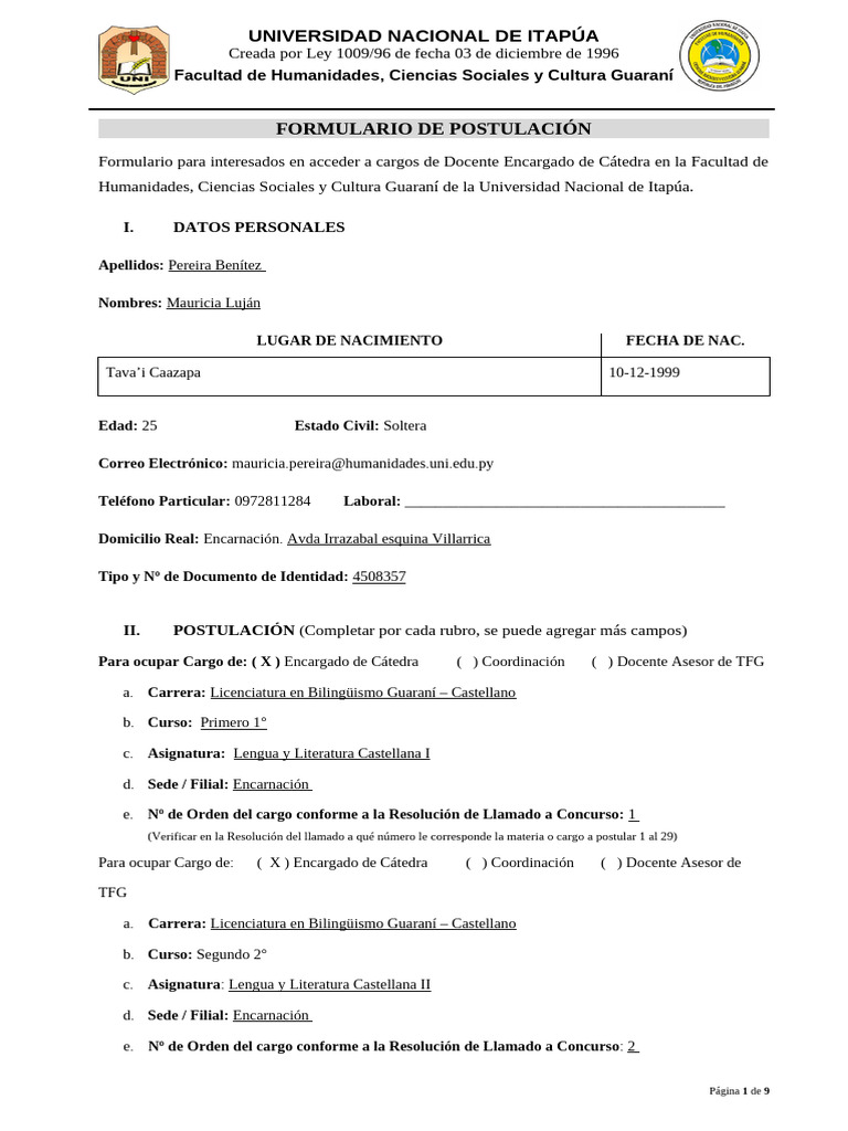 Formulario de Postulacion | PDF | Doctorado | Universidad