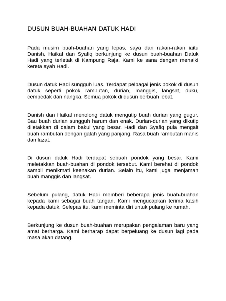 Karangan Pendek Hasif | PDF