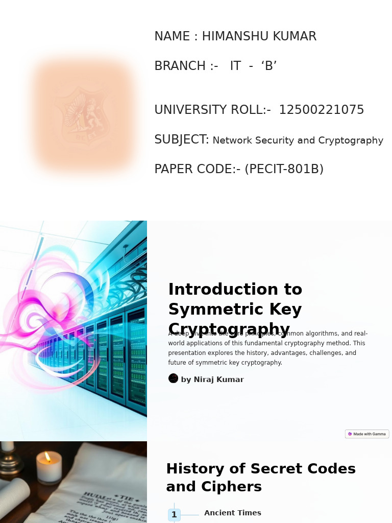 Introduction To Symmetric Key Cryptography | PDF | Cryptography | Encryption