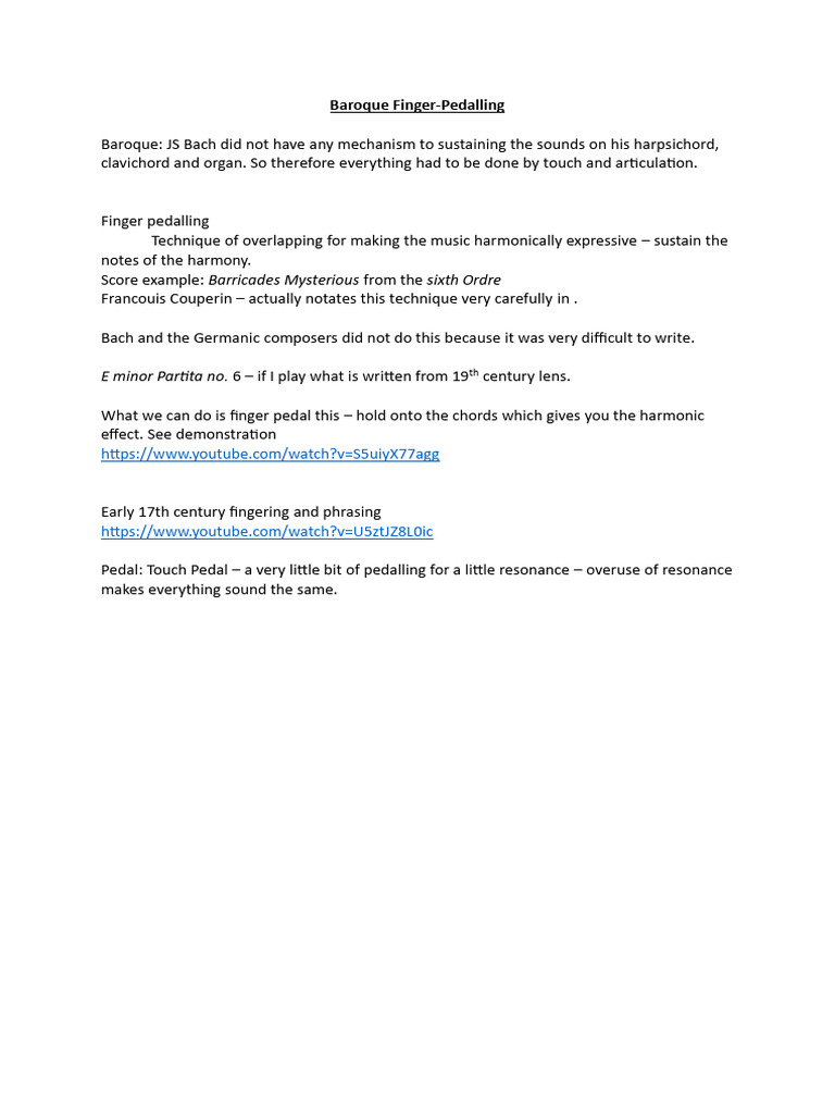 Baroque Piano Teaching Note | PDF