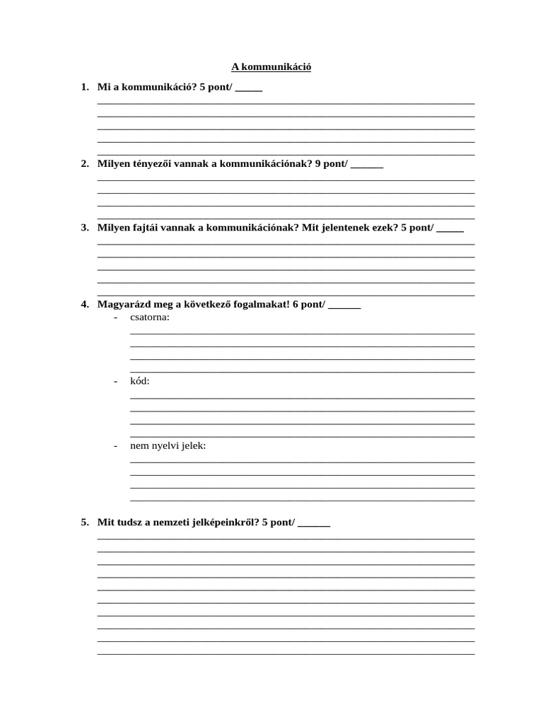 A Kommunikáció Dolgozat 5.b 2023. Október 24 | PDF