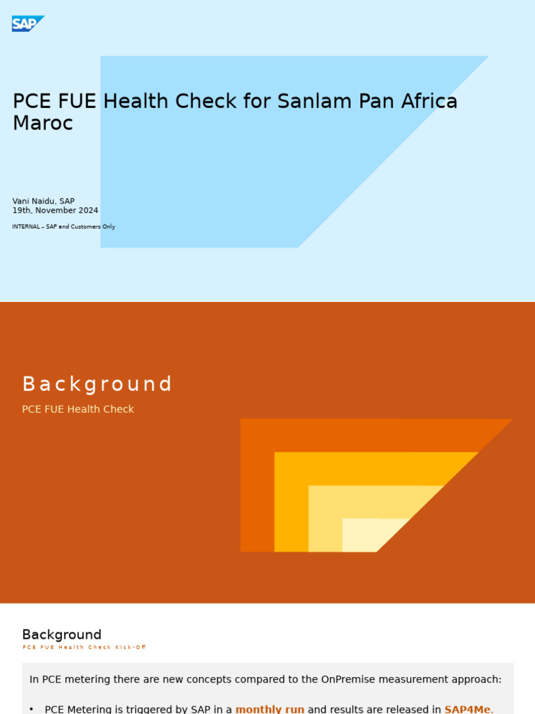 PCE FUE Health Check - Sanlam Pan Africa Maroc - Customer Number ...