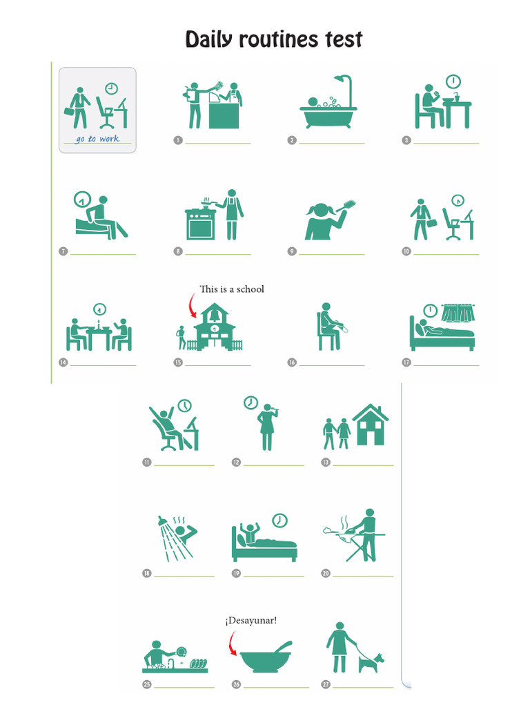 Daily Routines Test | PDF | Human Communication | Language Mechanics
