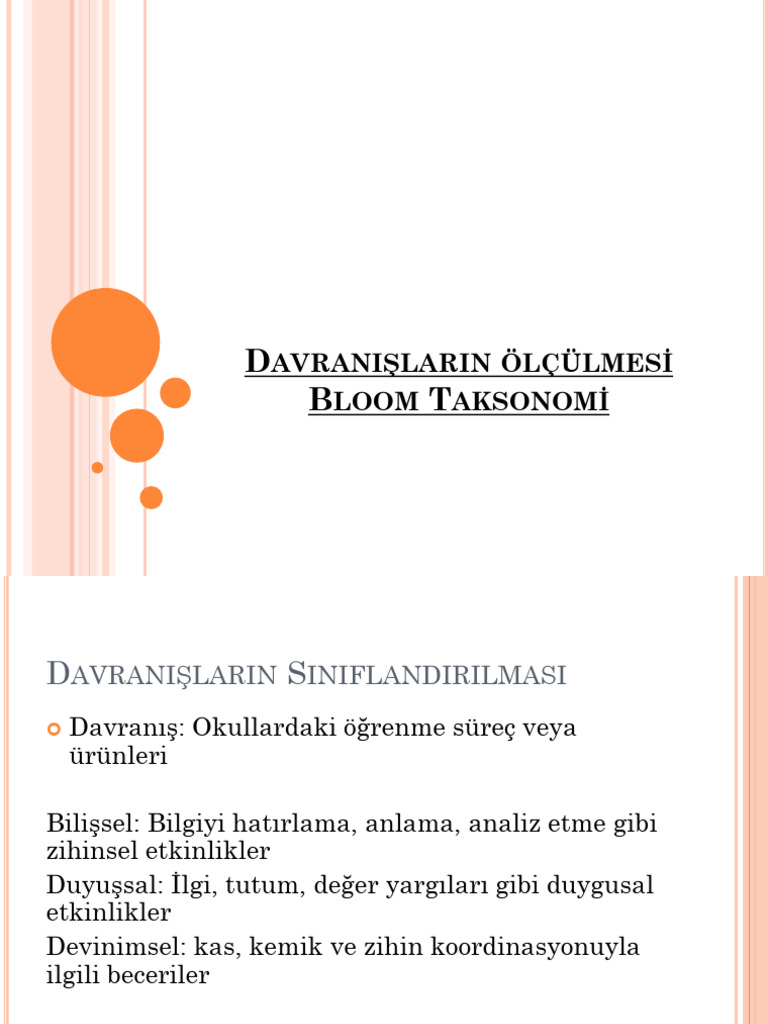 Davranislarin Olculmesi Bloom Taksonomi Yeni | PDF