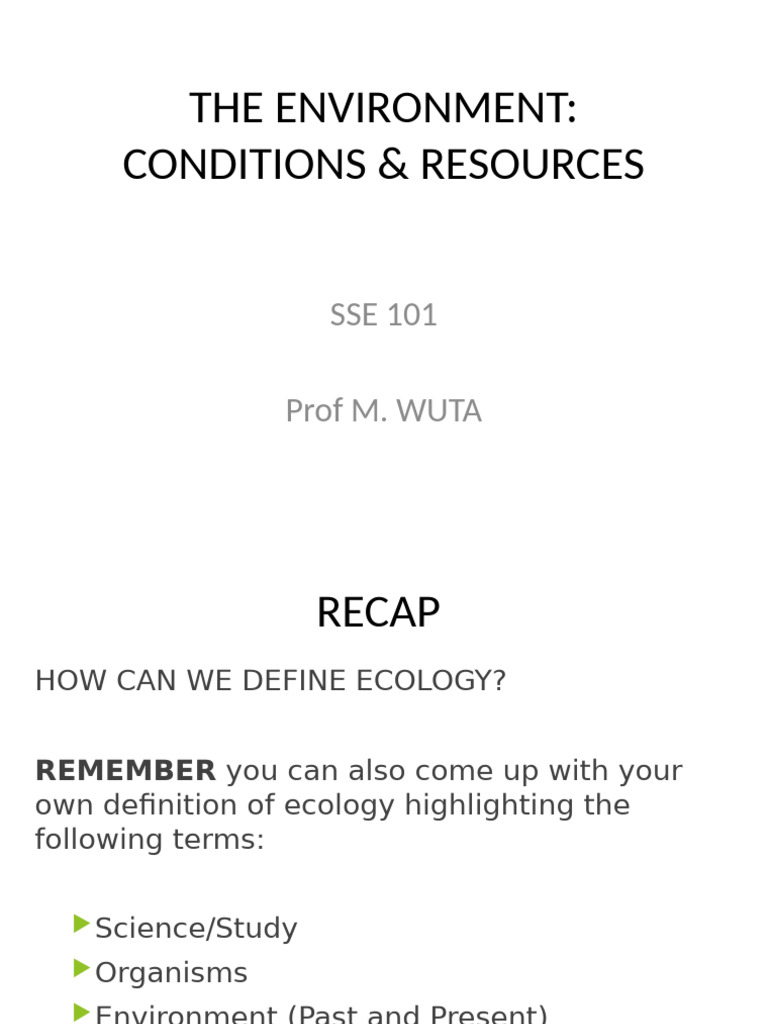 SSE 100 Conditions & Resources 1 | PDF | Thermoregulation | Ecological Niche