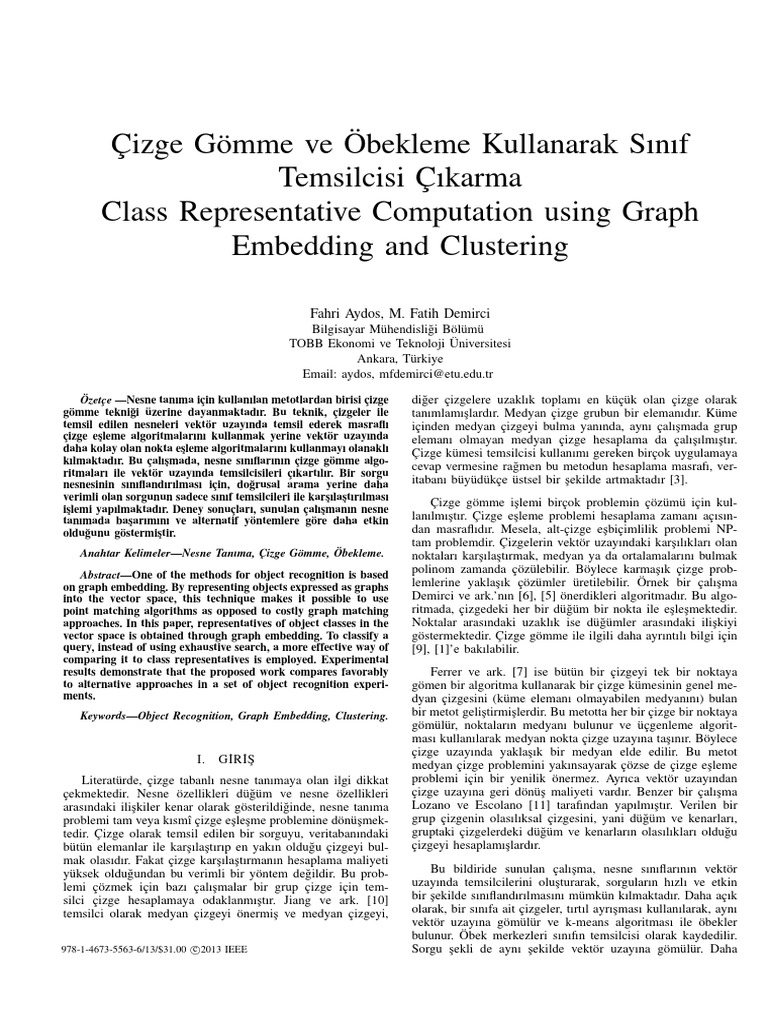 Class Representative Computation Using Graph Embedding and Clustering | PDF