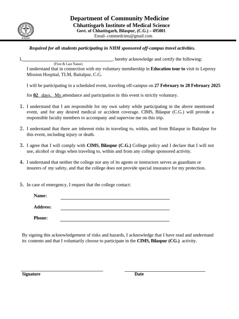 Student Travel Consent Form (1) | PDF