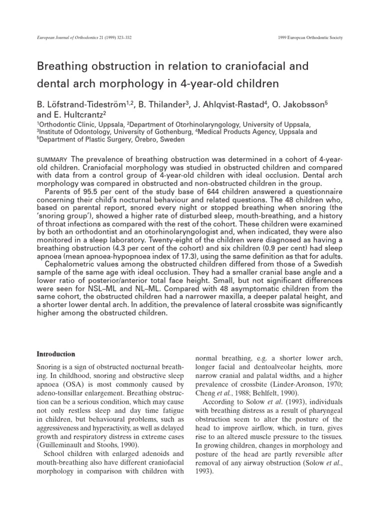 Breathing Obstruction in 4-Year-Olds | PDF | Snoring | Orthodontics