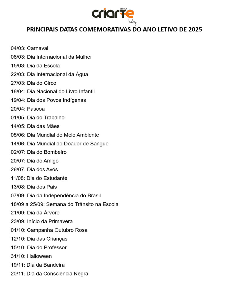 Datas Comemorativas de 2025 | PDF