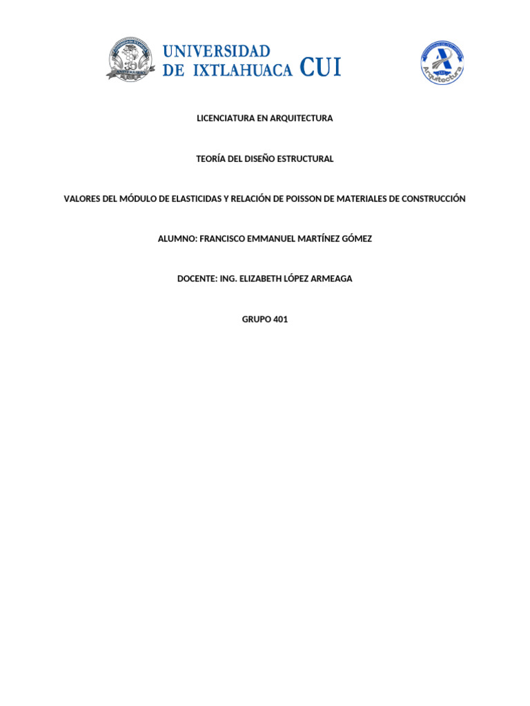 Módulo de Elasticidad y Relación de Poisson en Materiales de ...
