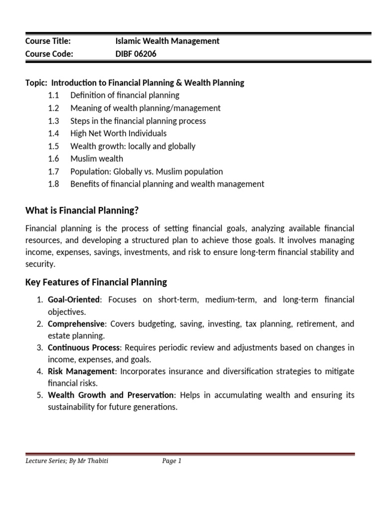 Topic 01 | PDF | Wealth | Islamic Banking And Finance
