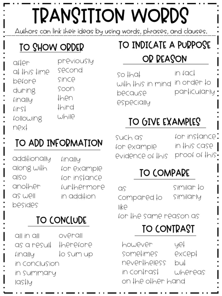 Transition Words for Teachers | PDF