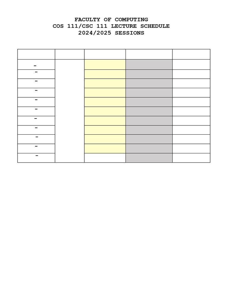 Cos 111 Lectures Schedule 2024 - 2025 | PDF | Computing | Information