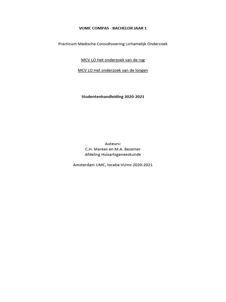 Studentenhandleiding MCV LO Rug en Longen 2020-2021-1 | PDF