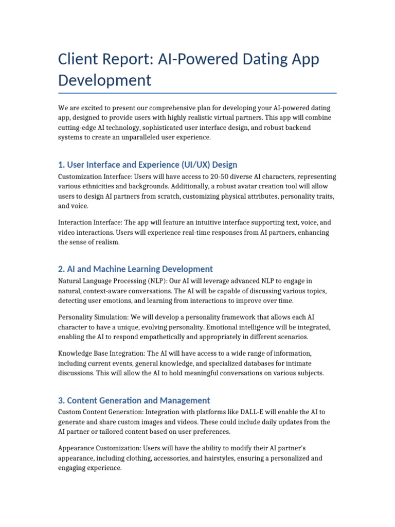 AI Powered Dating App Client Report | PDF | Artificial Intelligence ...