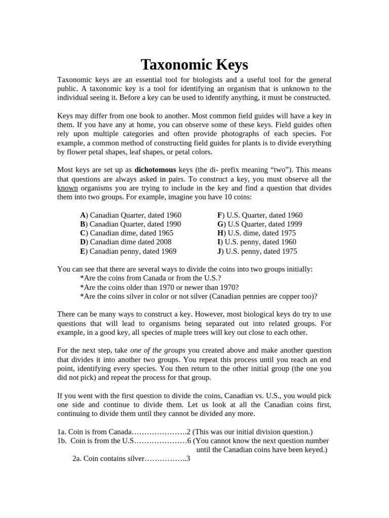 2 - Taxonomic Keys | PDF