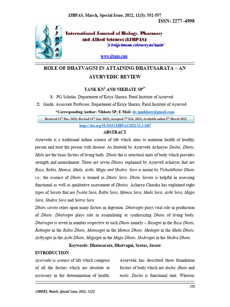 Ms Ijbpas 2022 March SPCL 1067 | PDF | Ayurveda