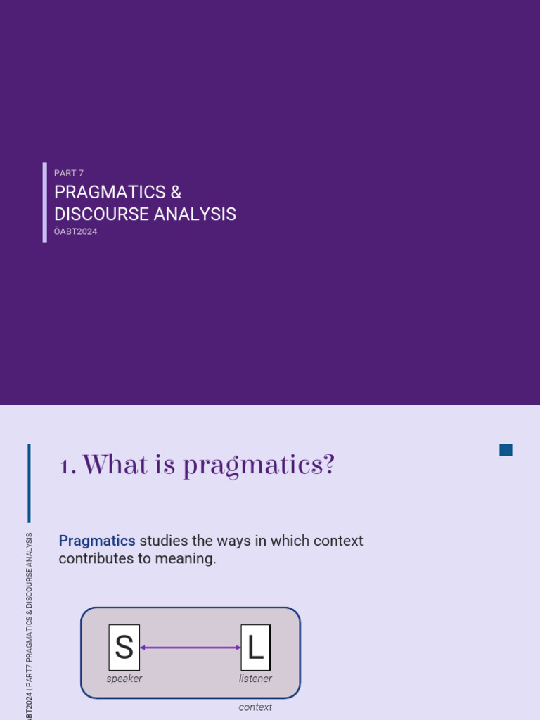 p7 Pragmatics Discourse Analysis | PDF | Language Mechanics | Interpretation (Philosophy)