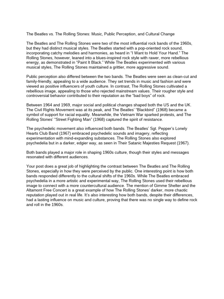 The beattles and rolling stones | PDF | Rock Music | The Beatles
