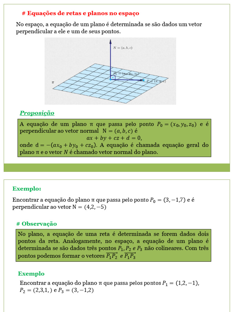 Equações de Retas e Planos no Espaço | PDF