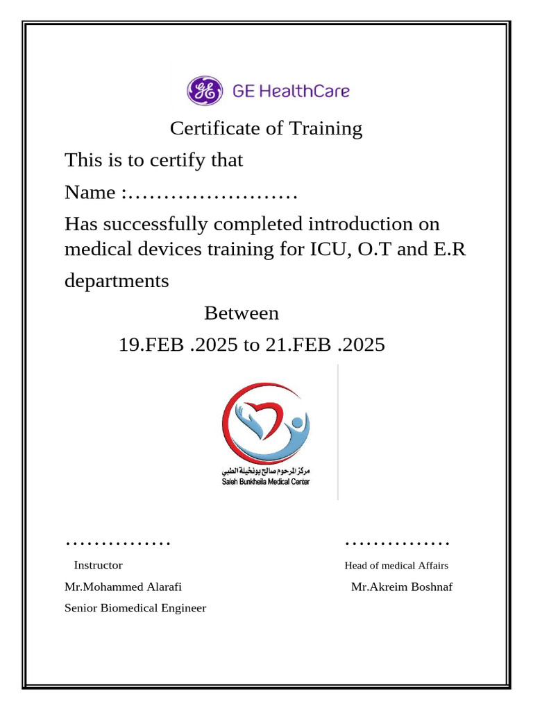 Medical Devices Training Certificate | PDF