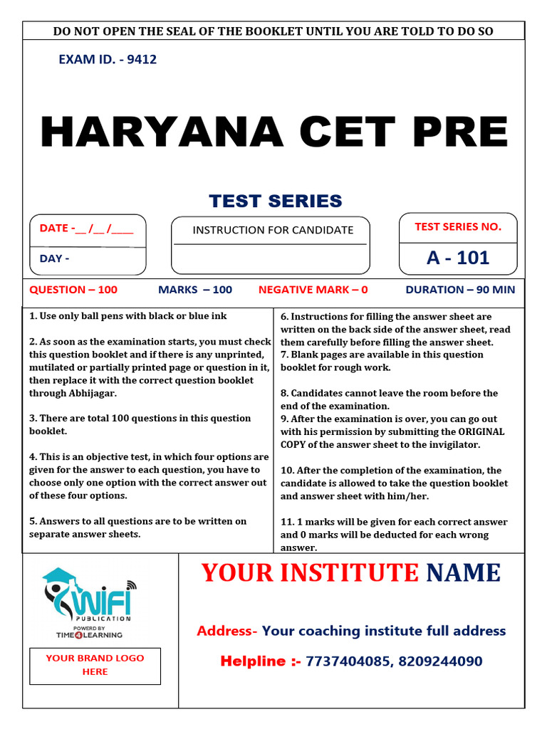 Haryana CET Test Series Instructions | PDF