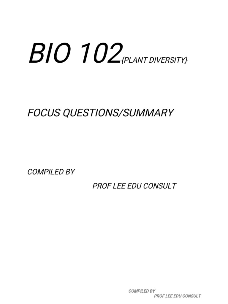 Bio 102 Plant Diversity Q&A Guide | PDF