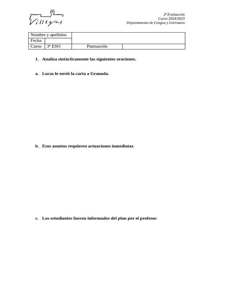 3º ESO (2 Ev. EX. GRAM.) | PDF
