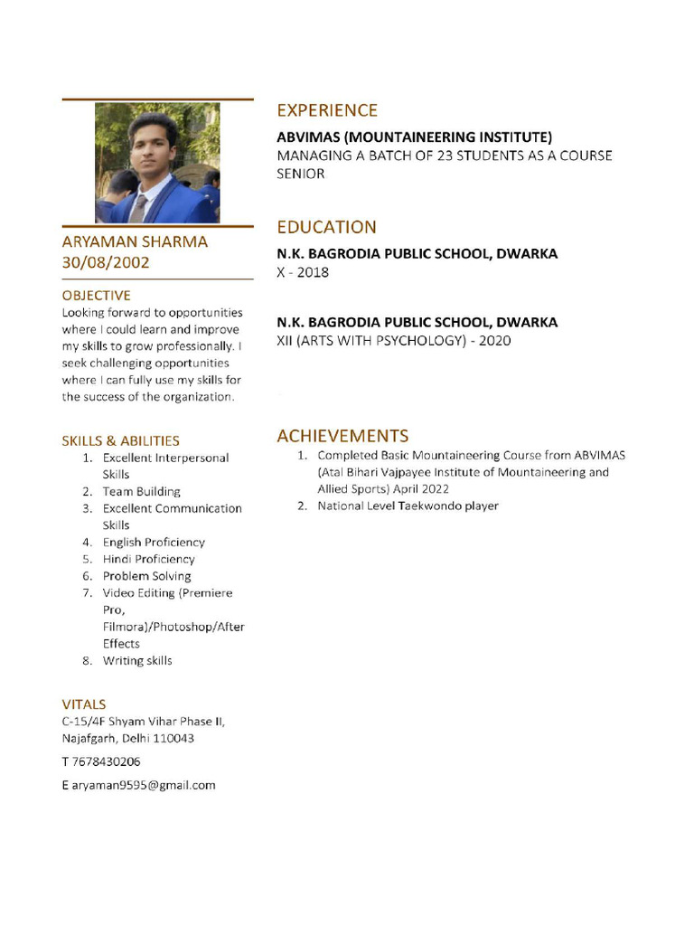 Aryaman CV | PDF